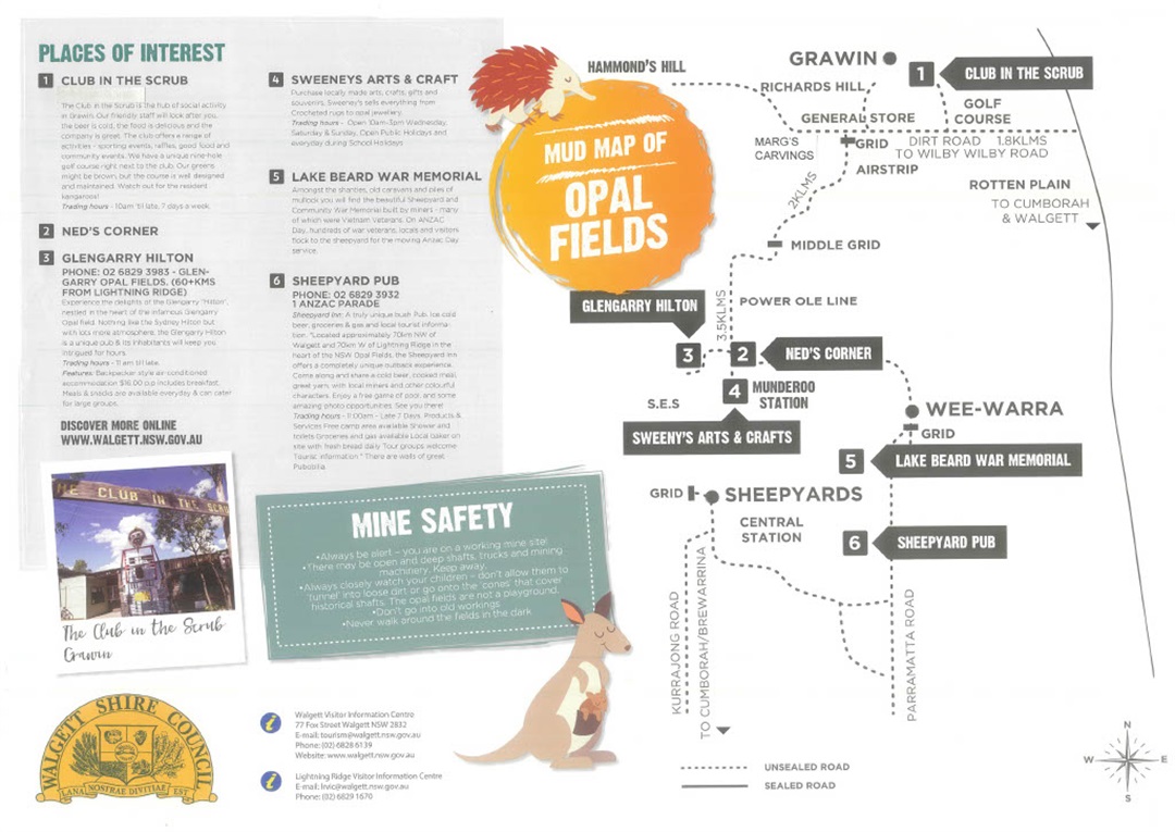 Grawin, Glengarry, Sheepyard Opal Fields Map & Car Door Tour Lightning ...